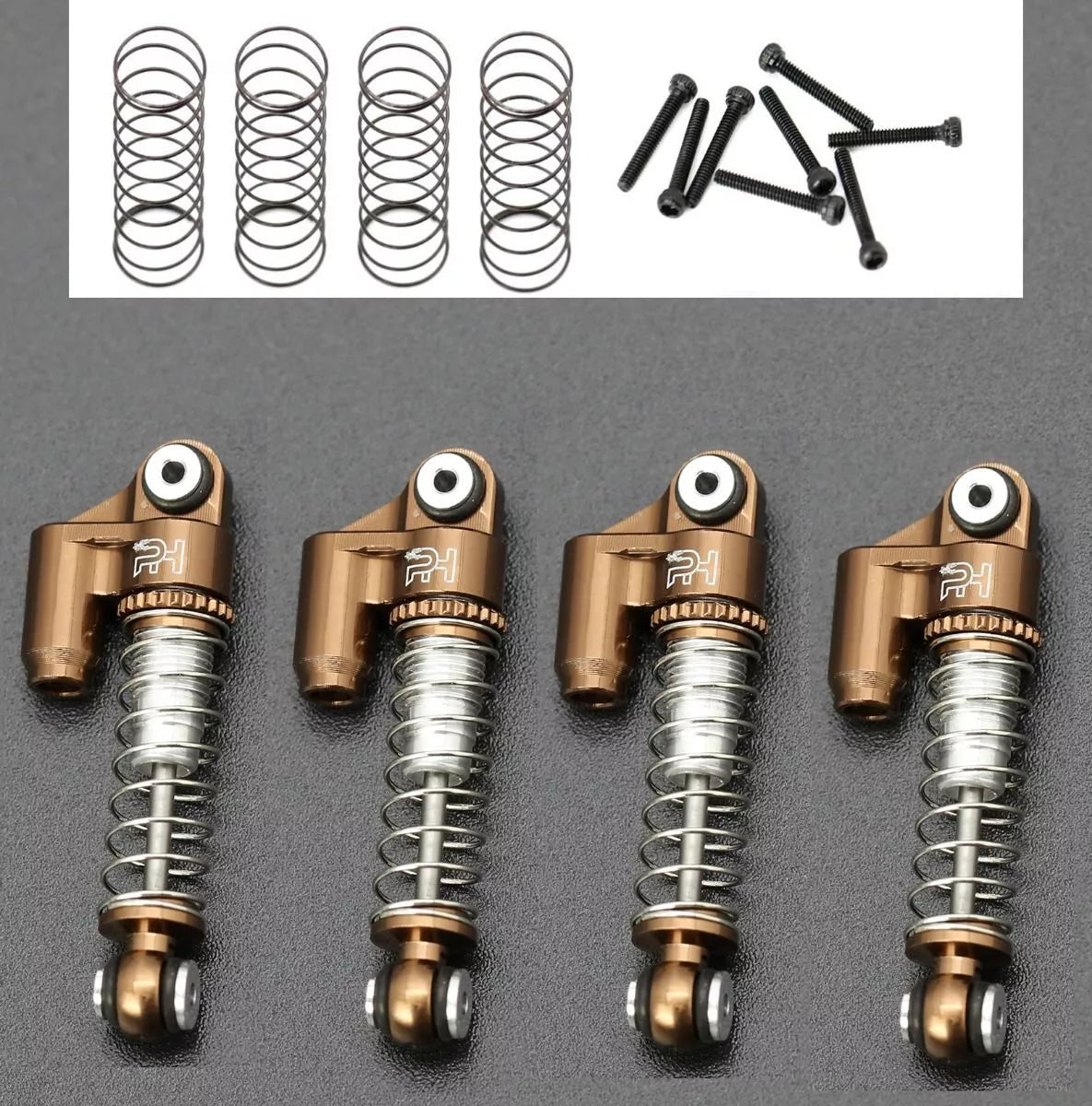 Power Hobby 1/24 Aluminum Mini/Micro Shocks, Axial SCX24 (Copper) - PH ...